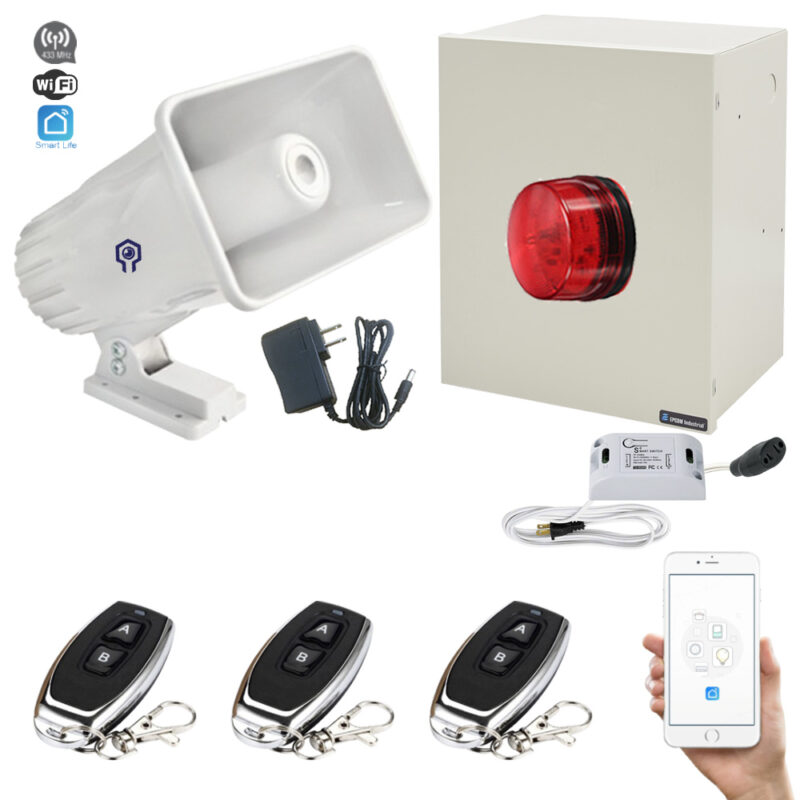 Alarma Boton Panico con Llave De Apagado Mini Estrobo Sirena Vecinal